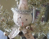 Items similar to Glittery Silver Snowman Ornament on Etsy