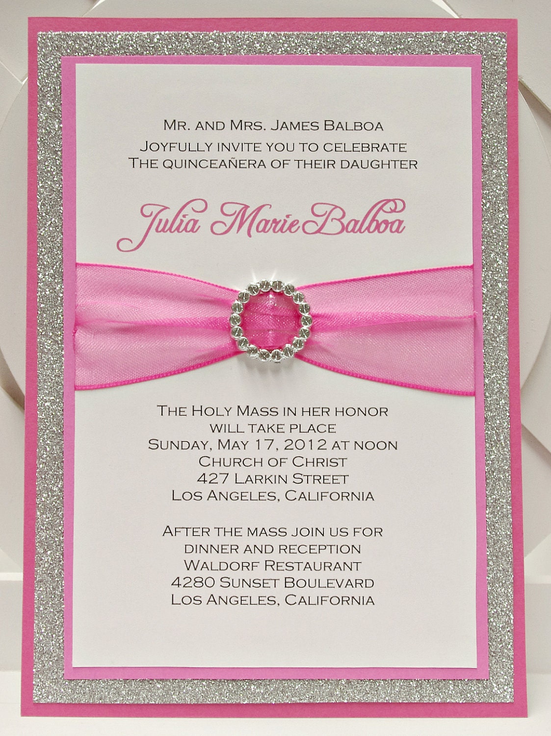 Bright Pink Quincea era Sweet Sixteen Invitation By InviteBling