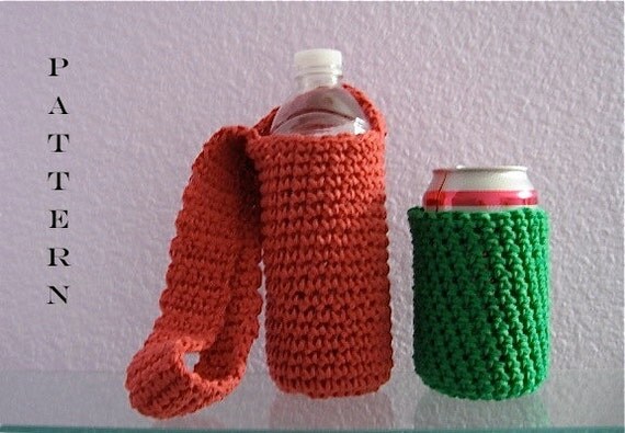 Crochet Pattern Water Bottle and Can Cozies Digital Download