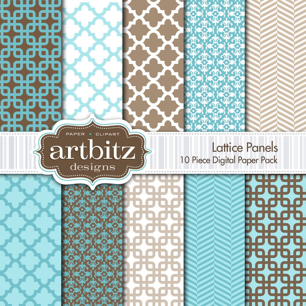 Lattice Panels 10 Piece Digital Scrapbooking Paper Pack