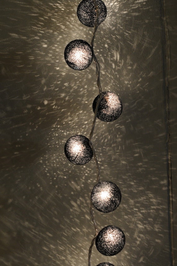 20 x All black color cotton ball string light emo by cottonlight