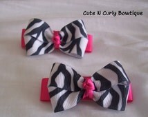 Popular items for hot pink zebra bow on Etsy