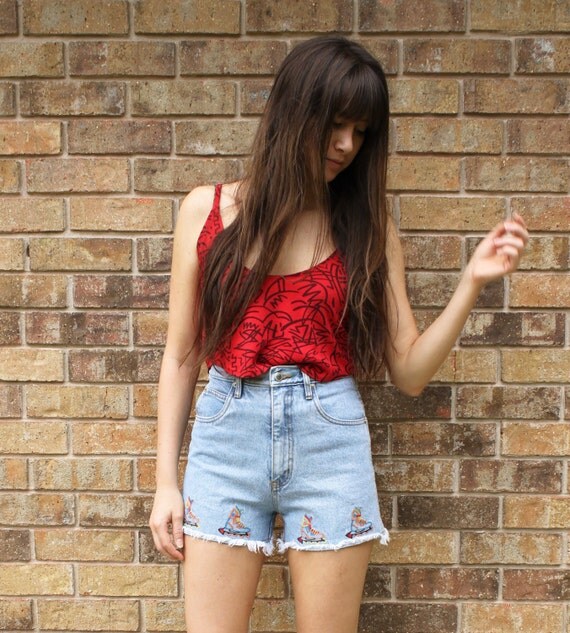 Super High Waist Denim Cut Off Blue Jean Shorts by StellarVintique