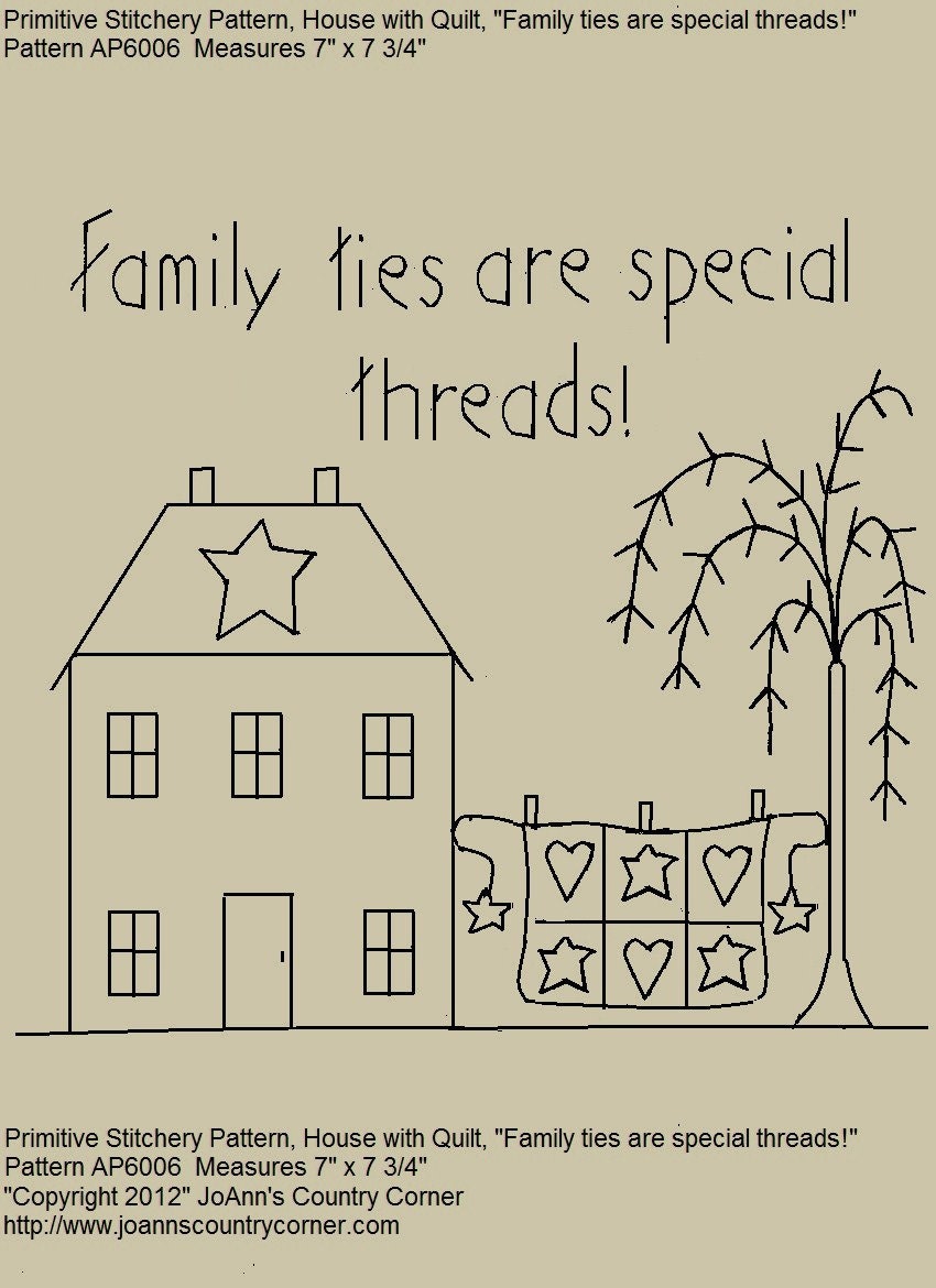 Primitive Stitchery E-pattern Family ties are special