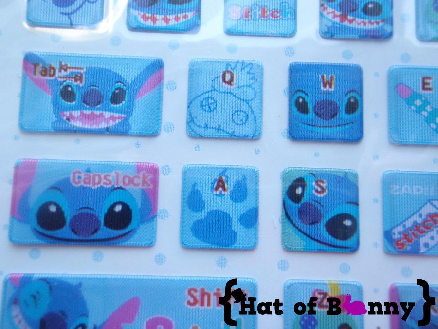 ON SALE Stitch PC Keyboard Stickers laptop decal by HatOfBunny