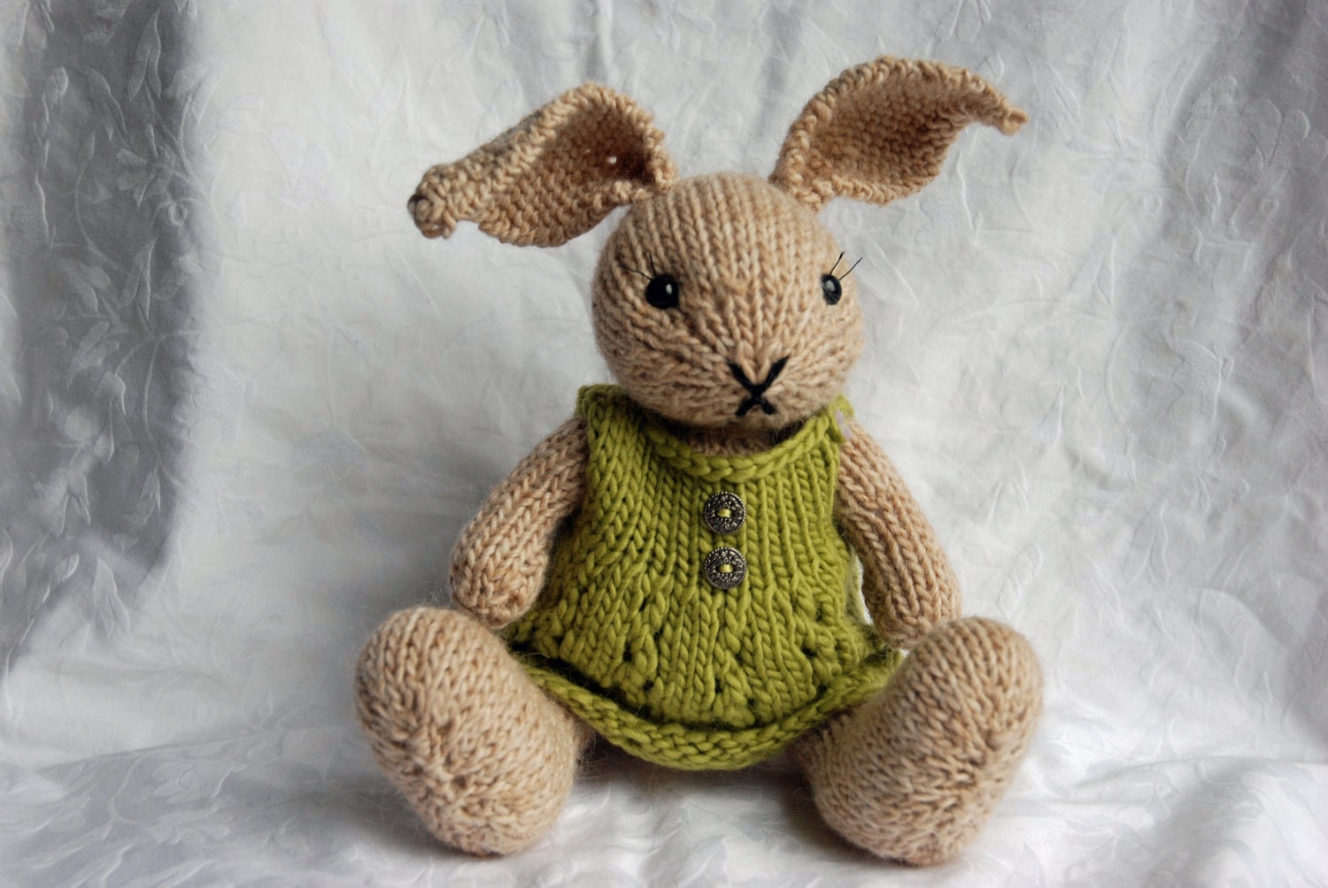 Knitted bunny rabbit toy in spring Easter dress RESERVED FOR