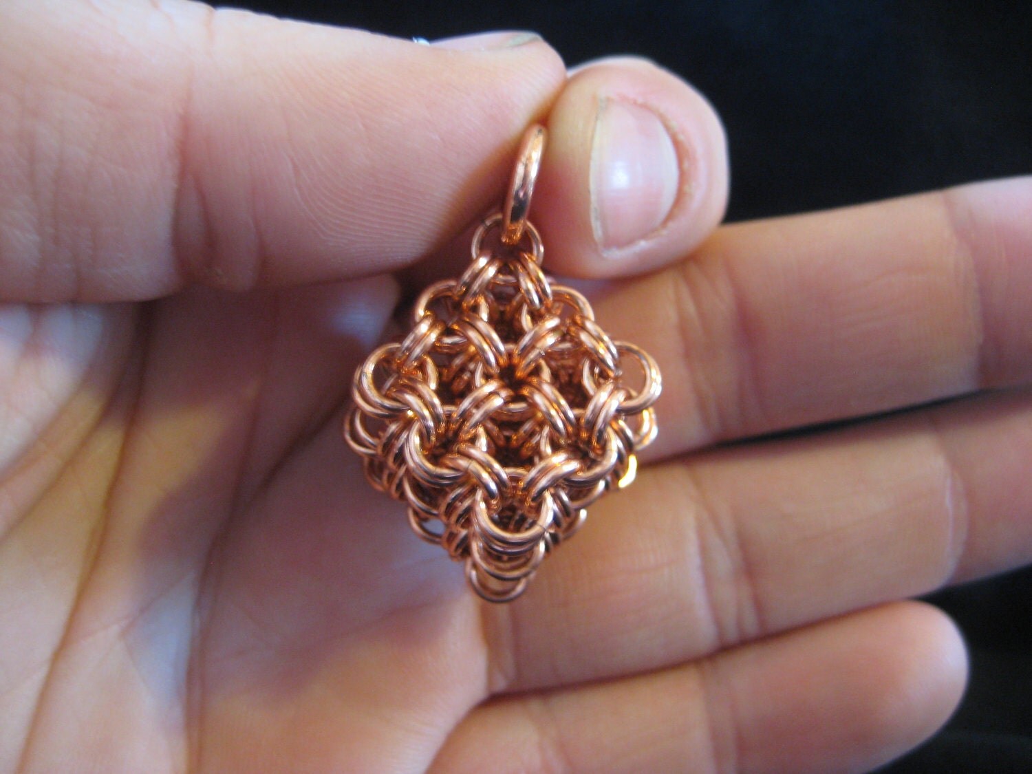 Japanese 8-in-2 Copper Chainmaille Cube by SusanRobertsDesigns