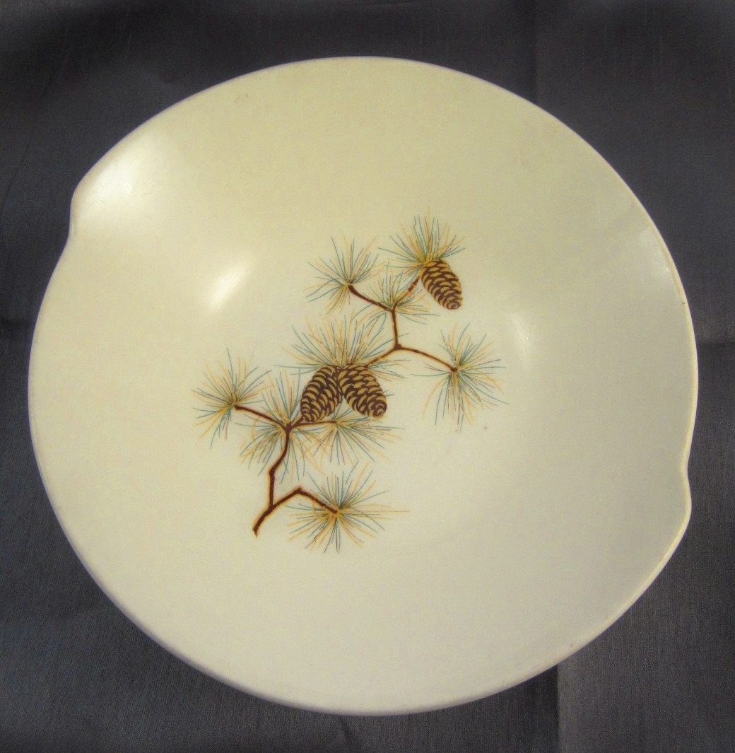 Pine Cone Pattern Serving Bowl W S George USA by DsTrove on Etsy
