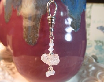 Keychain feather lampwork bead charms burnt orange shades