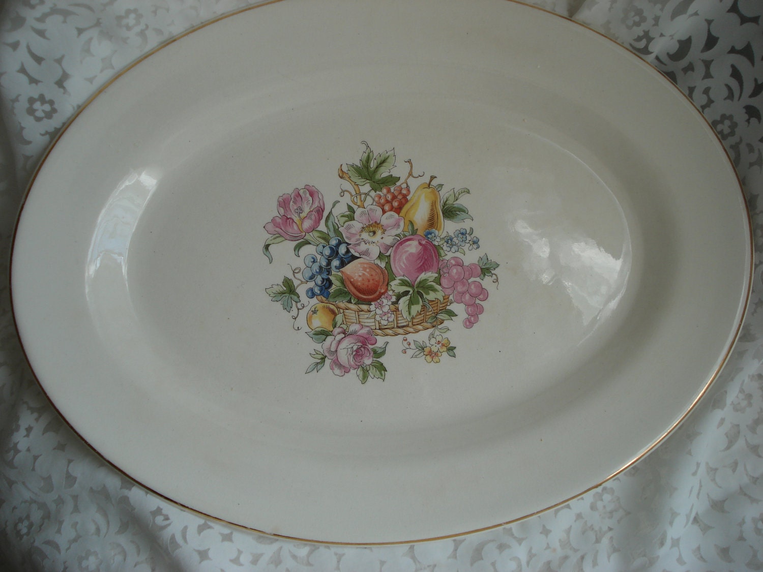 Shabby Platter Bakerite Cottage Floral Garden Vintage 40’s Shabby ...