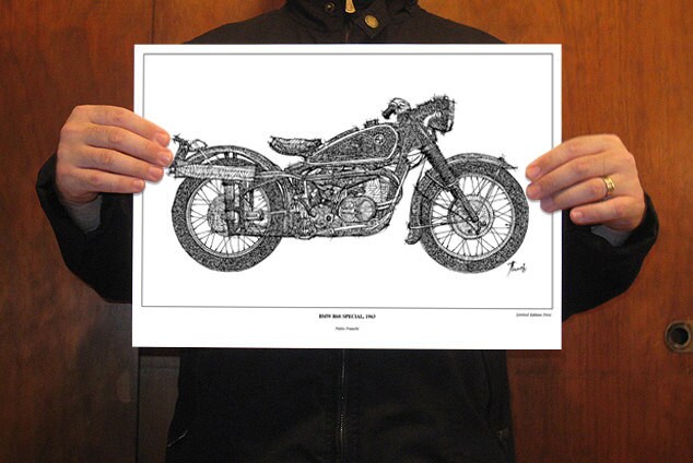 Items Similar To Bmw R32 Vintage Motorcycle Drawing Art