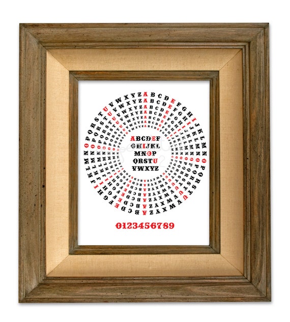 Items similar to 8"x10" - Letter Wheel - Vowels and Numbers Print ...
