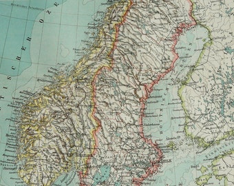 Antique norway map | Etsy