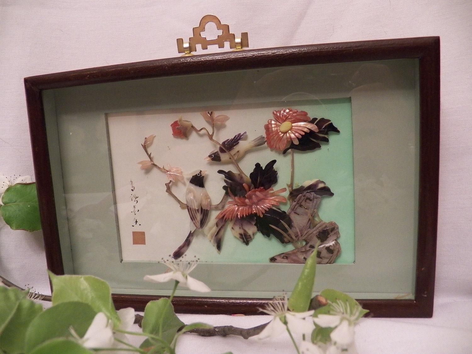 Reserved one Shell Hand Carved Chinese Shadow Box Wall