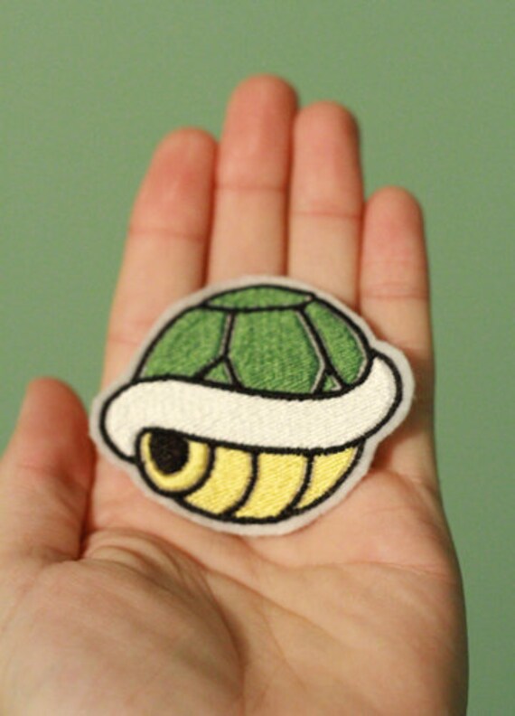 Green Turtle Shell Embroidered Nintendo Patch from Mario