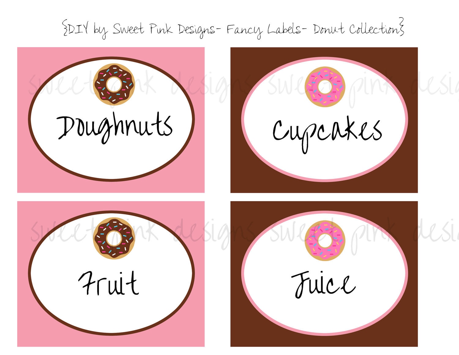 Donut Fancy Labels by Sweetpinkdesigns on Etsy