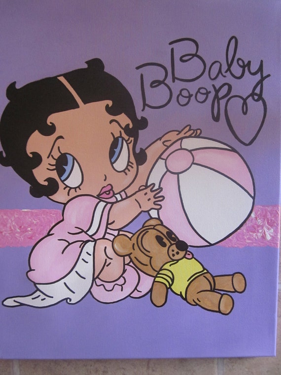 Items similar to Handpainted canvas baby betty boop nursery childrens ...