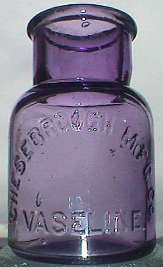 Nice PURPLE antique VASELINE jar CHESEBROUGH Co. Old