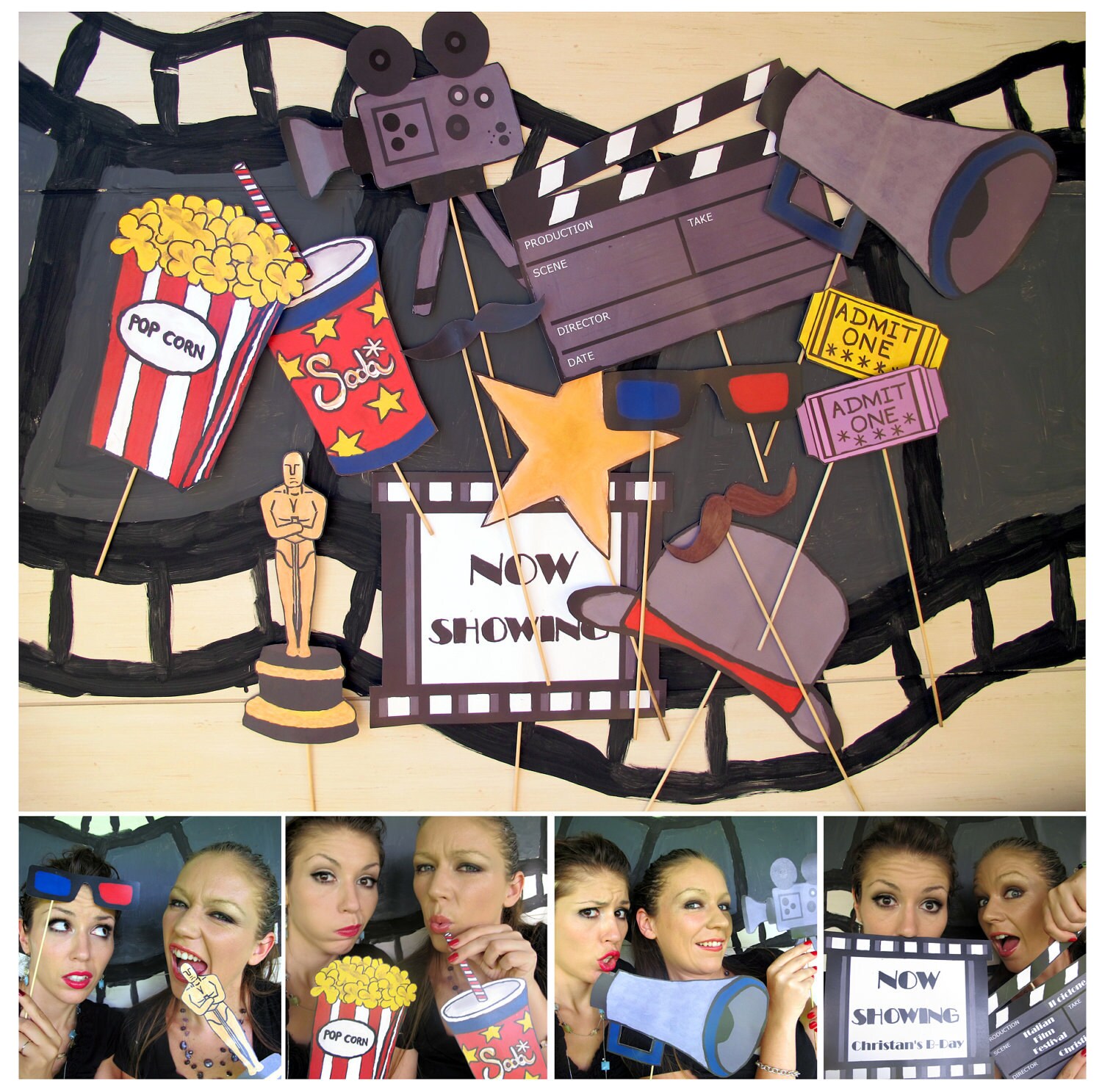 movie photo booth props perfect for a movie night oscar