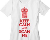 Items similar to Keep Calm and Scan Me - Personalised QR code t-shirt ...