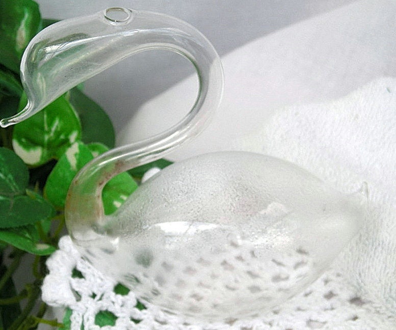 Vintage Glass Swan Water Barometer Delicate Hand Blown Glass