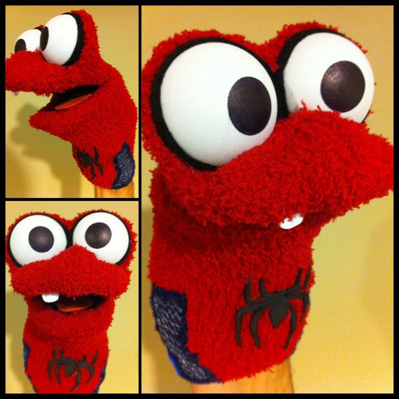 Items similar to Spiderman Sock Puppet on Etsy