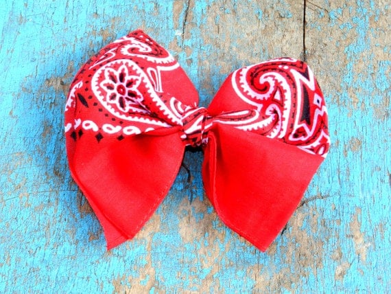 Red Handkerchief Hair Bow