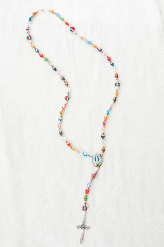 Items similar to Multi-color crystal beaded rosary on Etsy