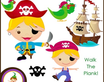 INSTANT DOWNLOAD - Walk The Plank - Pirate boy clip art for commercial ...