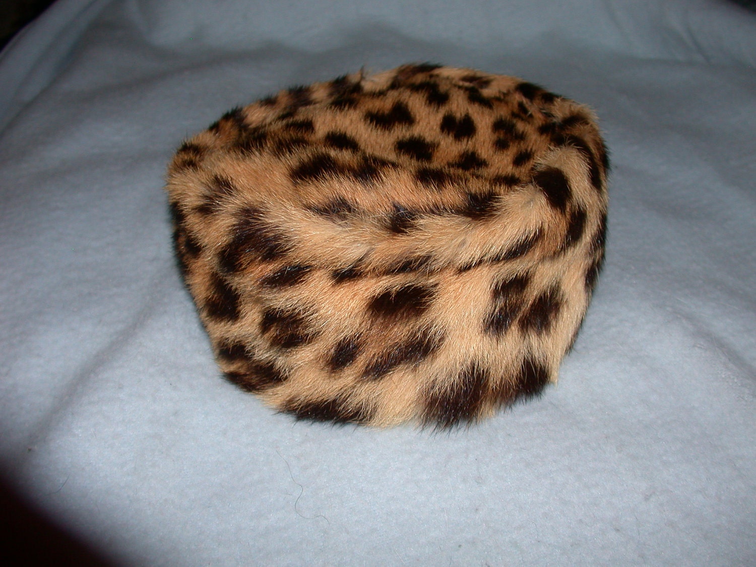 Vintage LEOPARD FUR Pillbox Hat Lord and Taylor Genuine