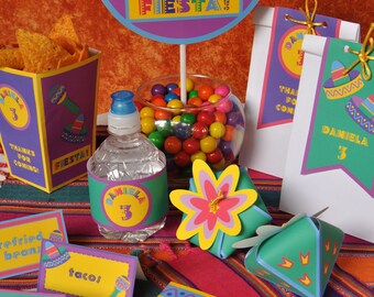Cinco de Mayo Mexican fiesta favor tags / cupcake toppers