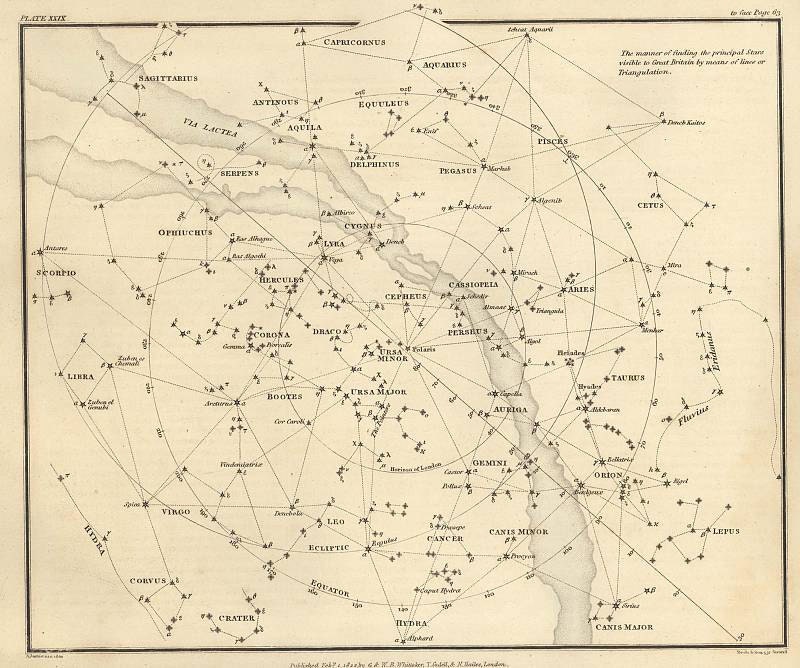 Map of the constellations Antique map of the Moon ancient