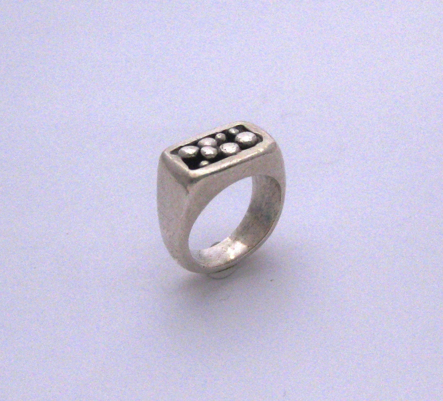 Casted solid silver chevalier ring, with silver beads (Item No: CNRN03 ...