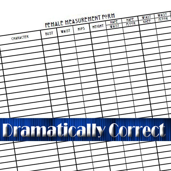 Printable Theater Costume Measurement Form Male and Female