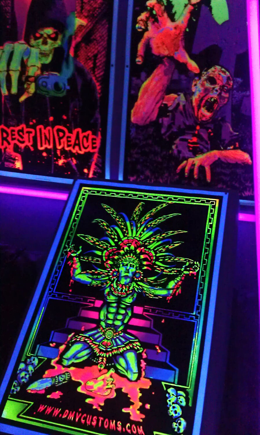 Unique Limited Edition Aztec/Mayan Black Light Poster by
