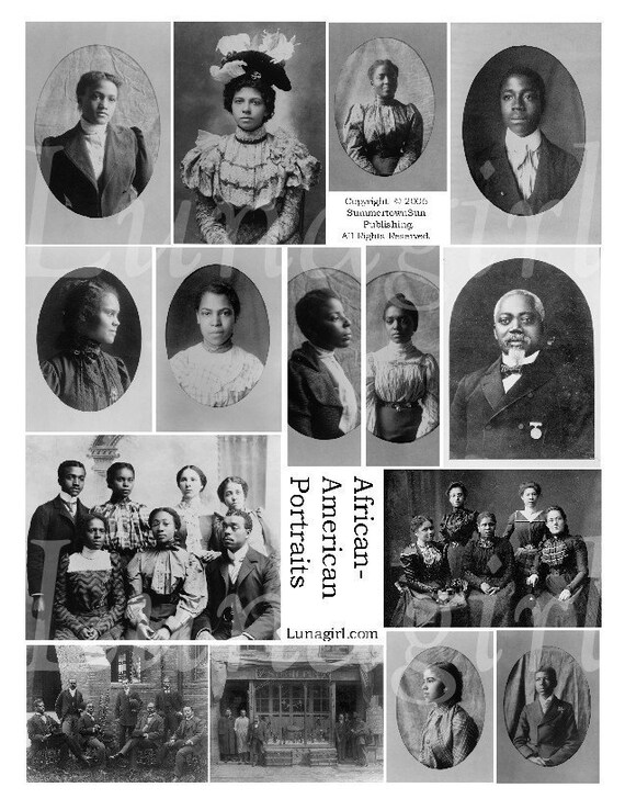 AFRICAN AMERICAN PHOTOS digital collage sheet vintage