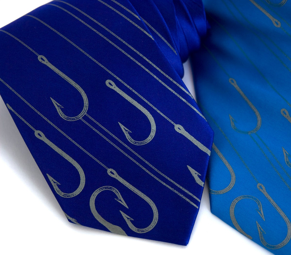 Fishing necktie. Fish hook men's tie. Playing