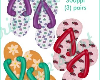 Flip Flops Clip Art, Flip Flops Graphics, Instant Download, PNG Files ...