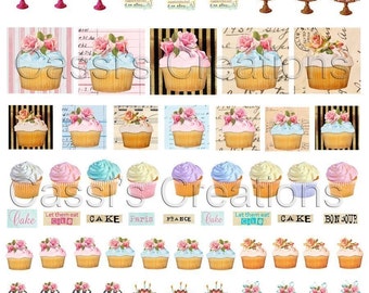 Digital Collage Sheet Cake Charms Mixed Media Altered Art ACEO ATC