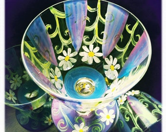 Hand Painted Vintage Wine Glasses / Cordials