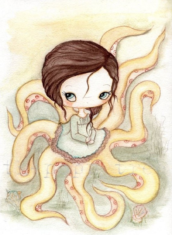 Octopus Woman Paintings 1 Octopus Lady Art - Art Abyss