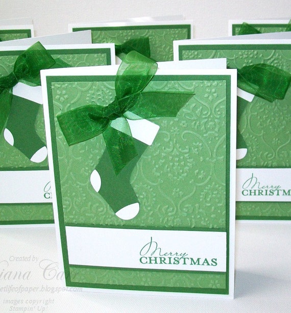 Items similar to Elegant Christmas Cards - Hand Stamped Personalized ...