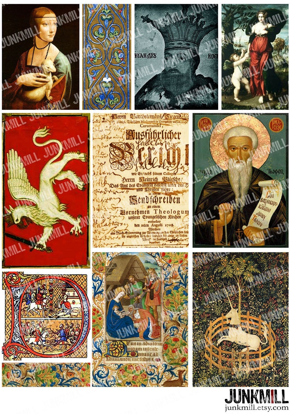 MIDDLE AGES Digital Printable Collage Sheet King Arthur