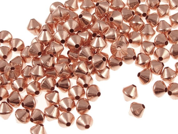 Copper Beads 144 Solid Copper 5mm Bicone Beads Bright Copper