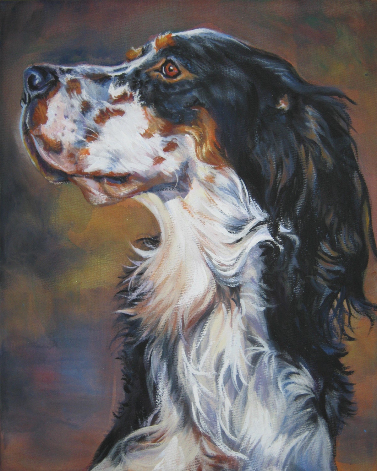 ENGLISH SETTER dog art portrait canvas PRINT of LAShepard