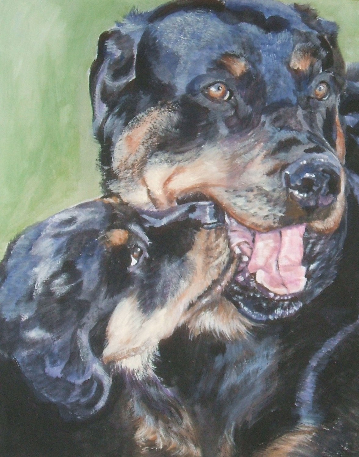 Rottweiler art print CANVAS print of LA Shepard painting 11x14