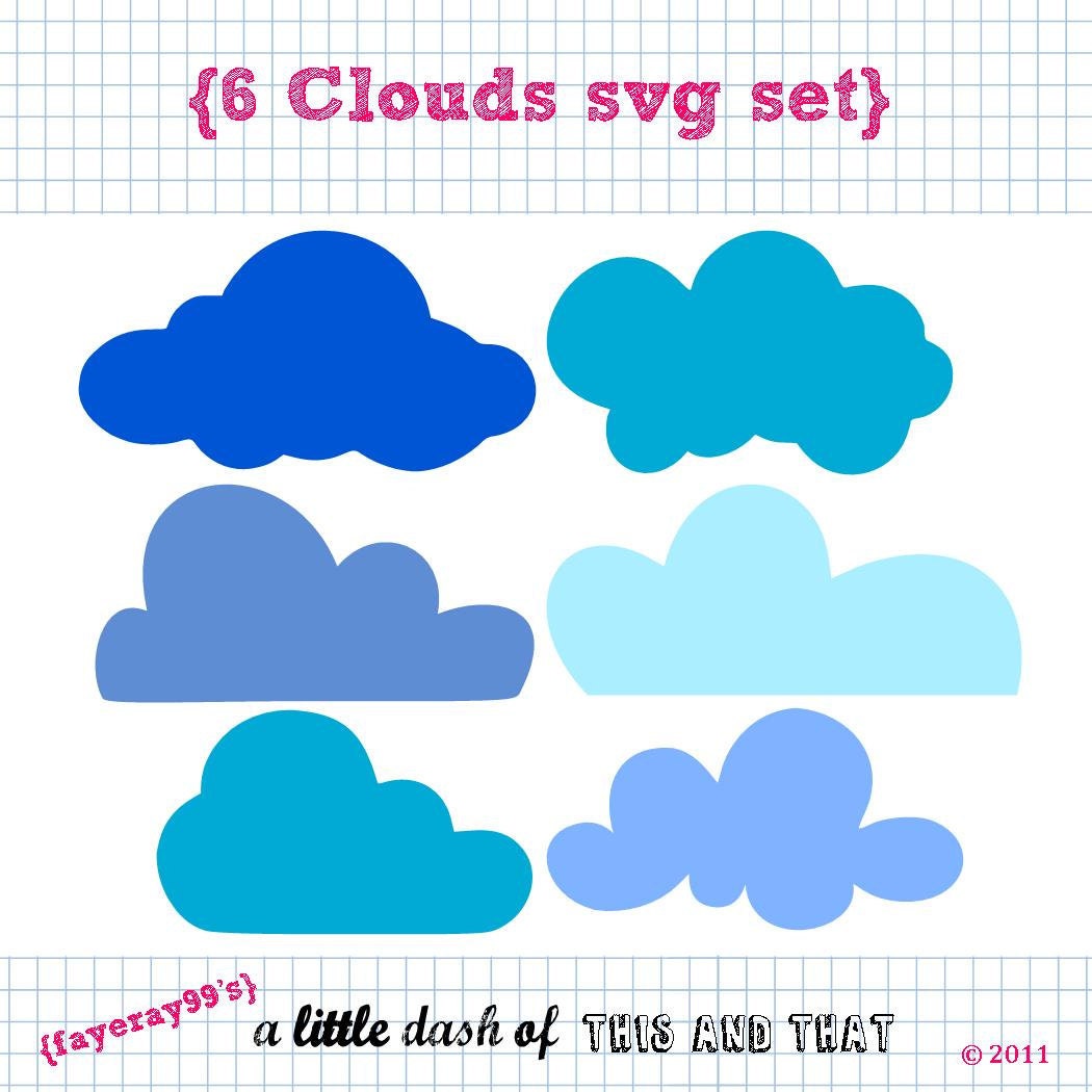 6 Cloud SVG DXF Set