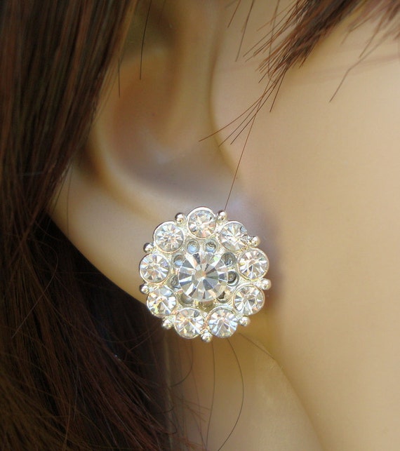 Bridal Earrings Wedding Rhinestone Earrings Bridal By Divinejewel