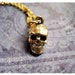 Gold Human Skull Necklace Antique Gold Pewter Human Skull