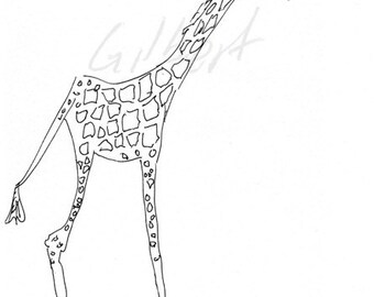 Giraffe line drawing | Etsy